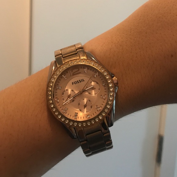 Fossil | Accessories | Fossil Riley Rosetone Stainless Steel Watch ...